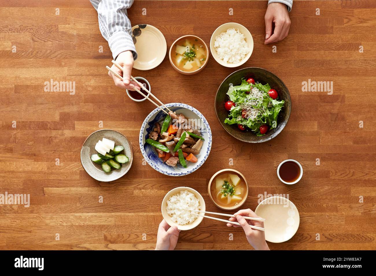 Dining table with food lined up Stock Photo - Alamy