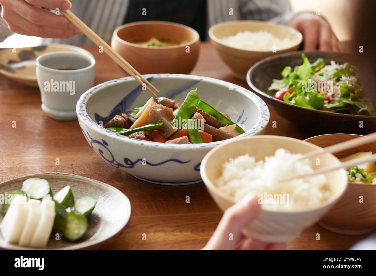 Dining table with food lined up Stock Photo - Alamy
