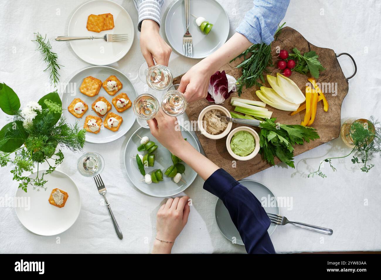 Dining table with food lined up Stock Photo - Alamy