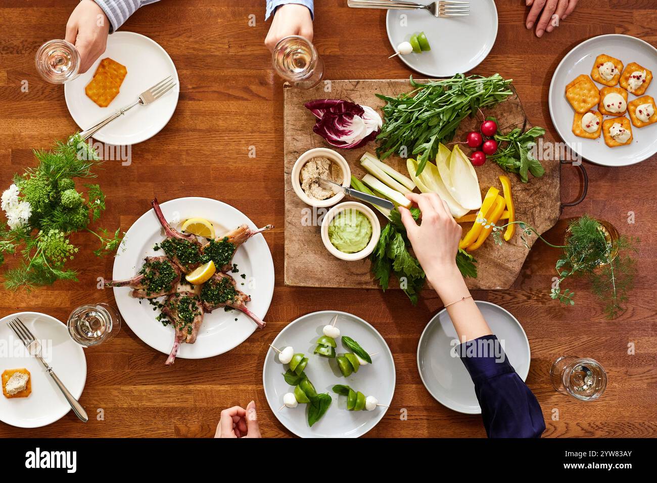 Dining table with food lined up Stock Photo - Alamy