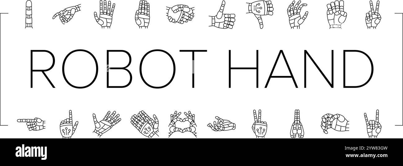 robot hand gesture ai digital icons set vector Stock Vector Image & Art ...