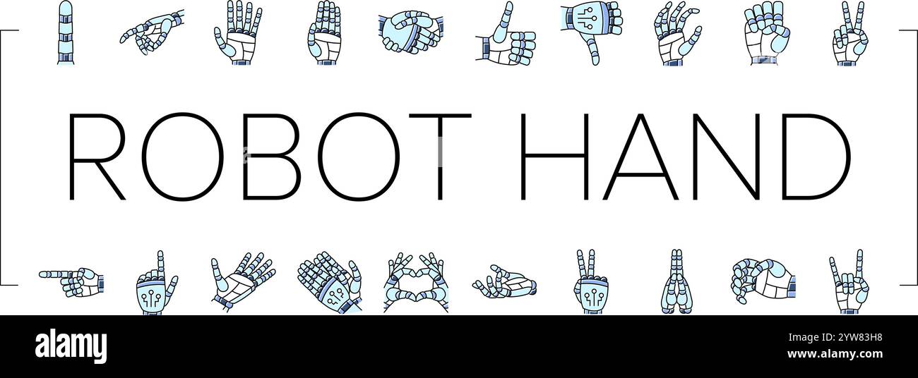 robot hand gesture ai digital icons set vector Stock Vector Image & Art ...