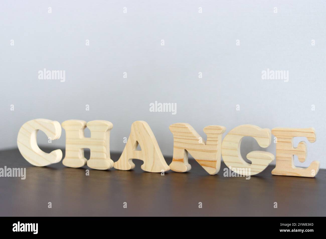 Wooden word blocks representing the word CHANGE Stock Photo - Alamy