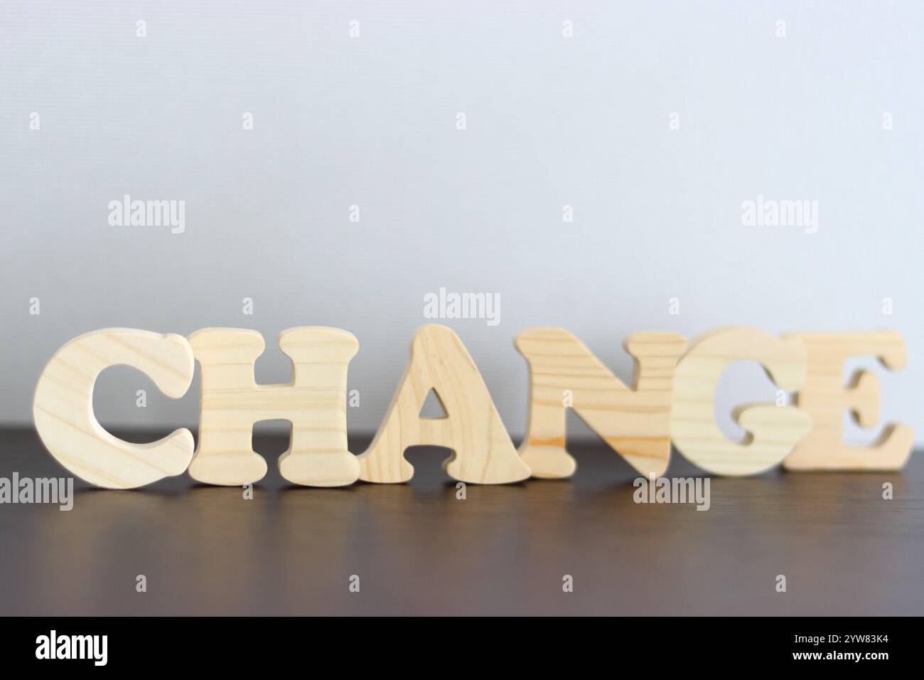 Wooden word blocks representing the word CHANGE Stock Photo - Alamy