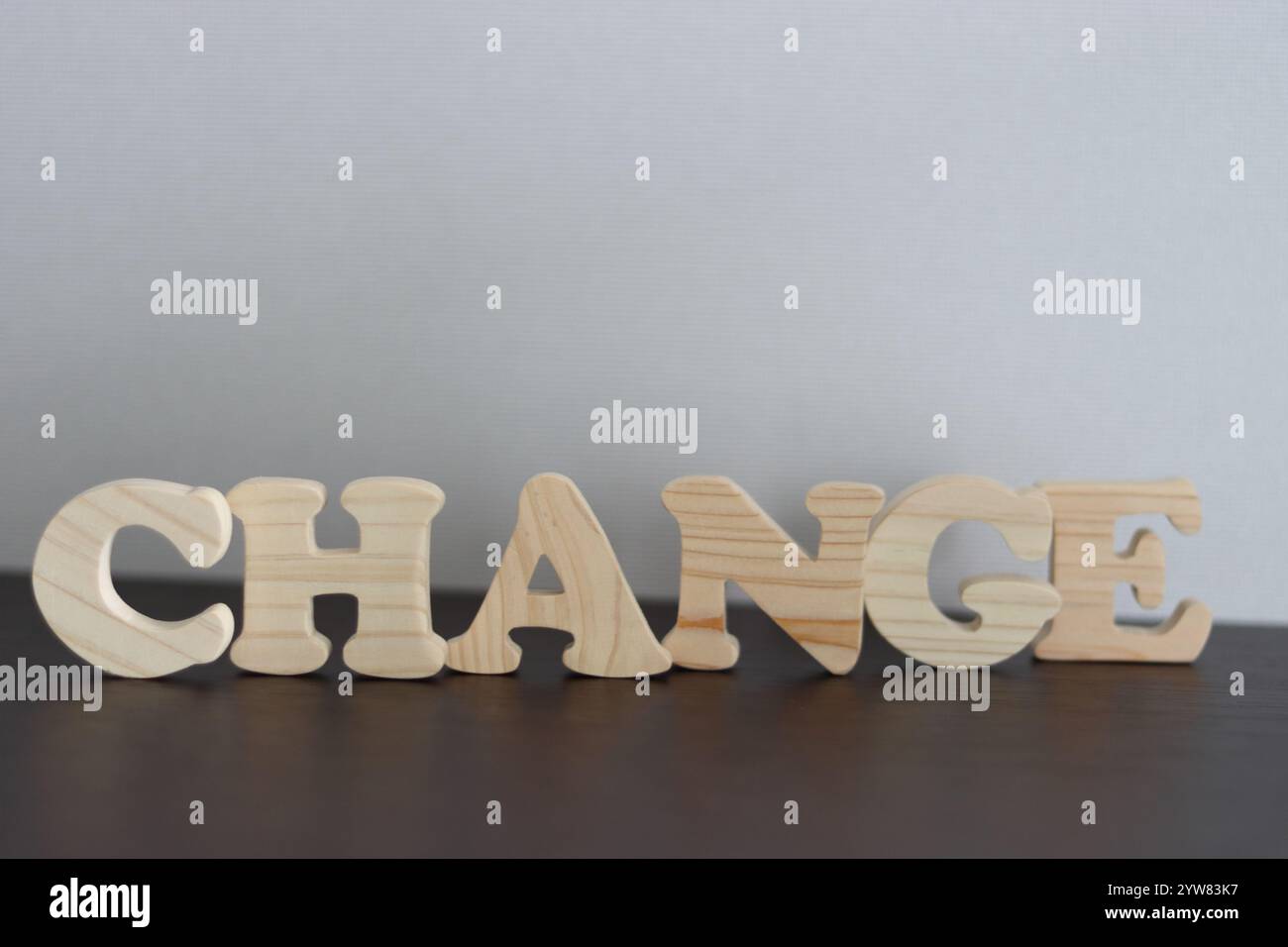 Wooden word blocks representing the word CHANGE Stock Photo - Alamy