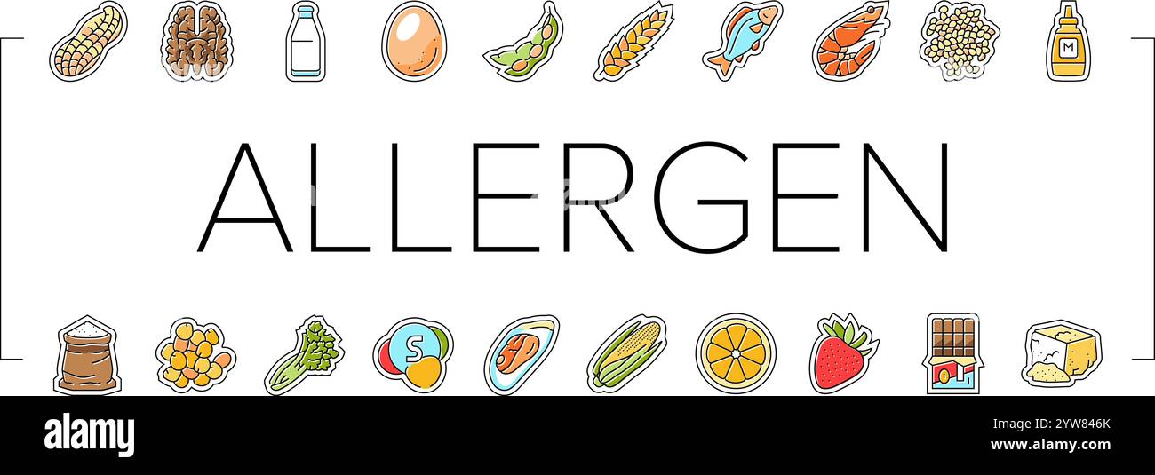 allergen product food free icons set vector Stock Vector Image & Art ...
