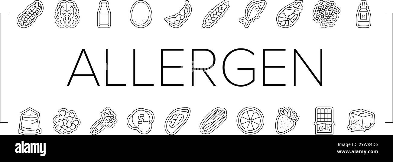 allergen product food free icons set vector Stock Vector Image & Art ...