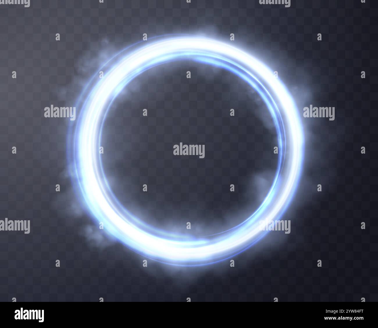 Blue glowing magic ring. Neon realistic energy flare halo ring ...