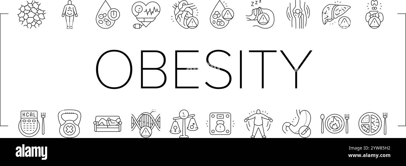 obesity overweight fat obese icons set vector Stock Vector Image & Art ...