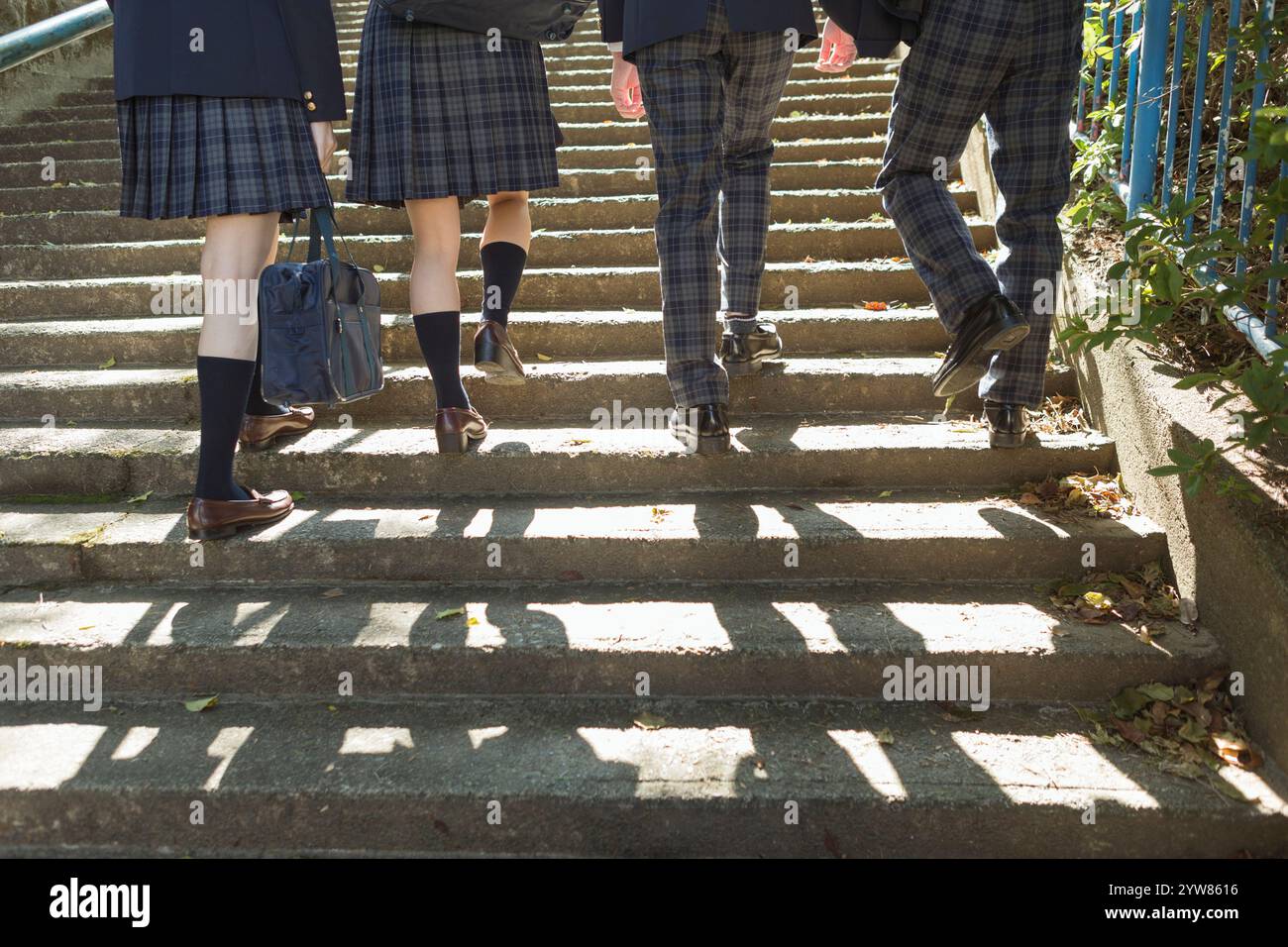 High school students on their feet on their way to school Stock Photo ...