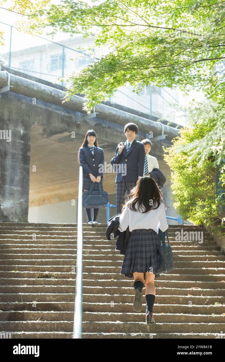 High school students on their way to school Stock Photo - Alamy