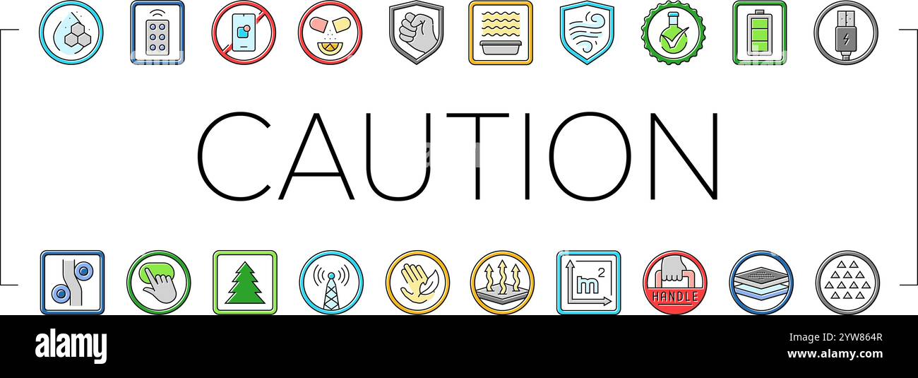 product caution label warning icons set vector Stock Vector Image & Art ...