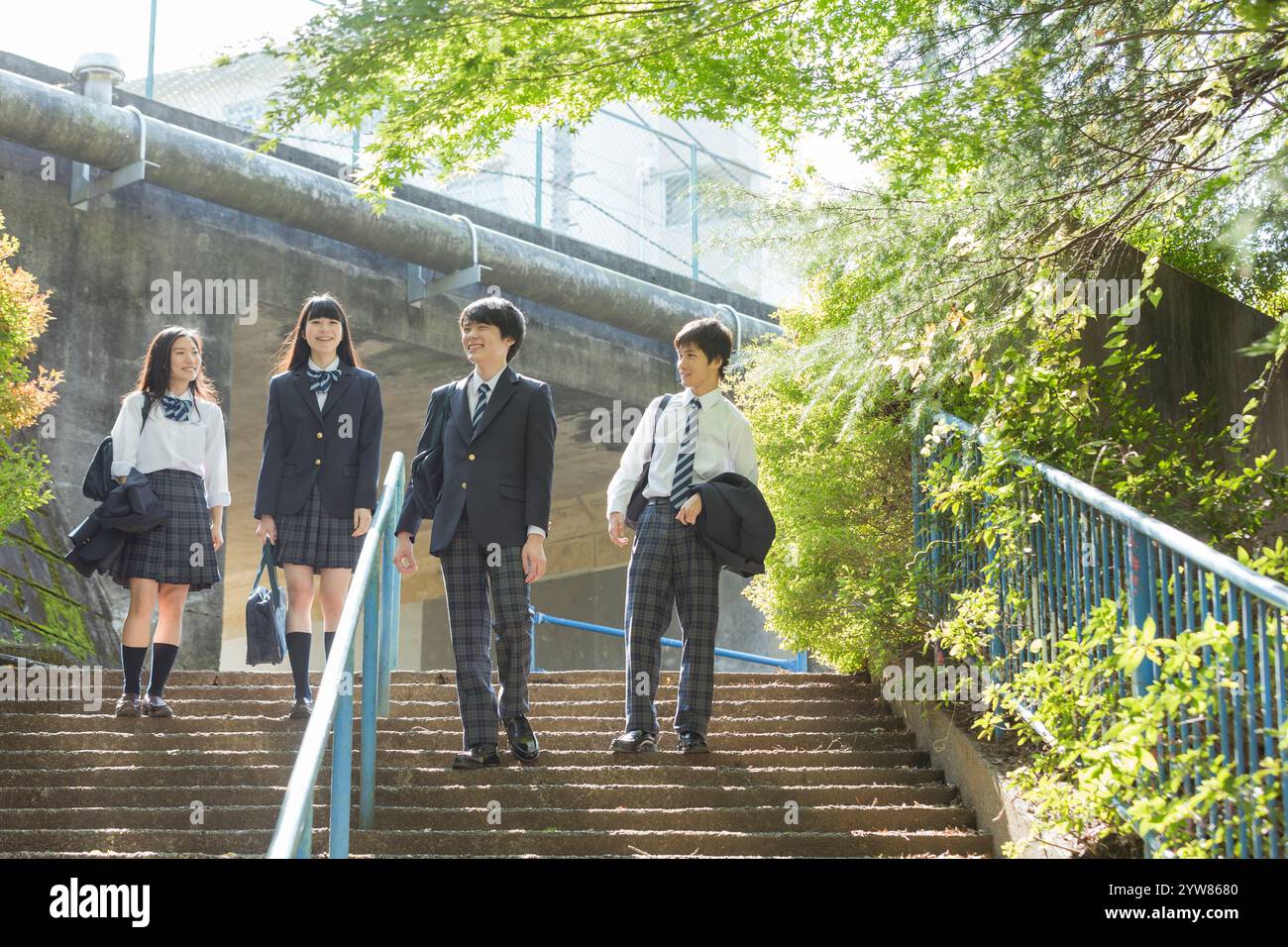 High school students on their way to school Stock Photo - Alamy