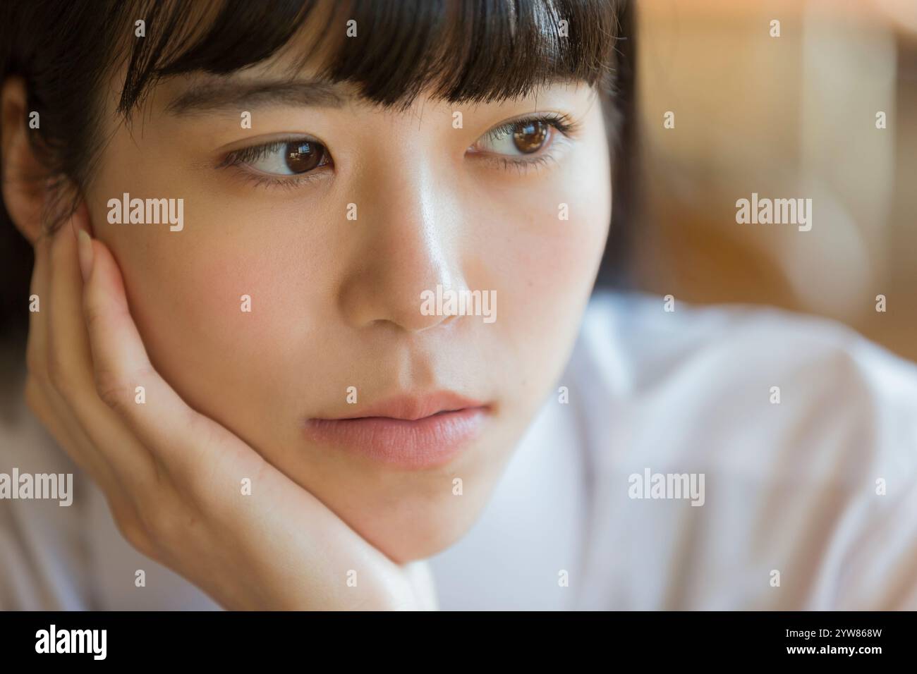 High school girl with cheekpieces Stock Photo - Alamy