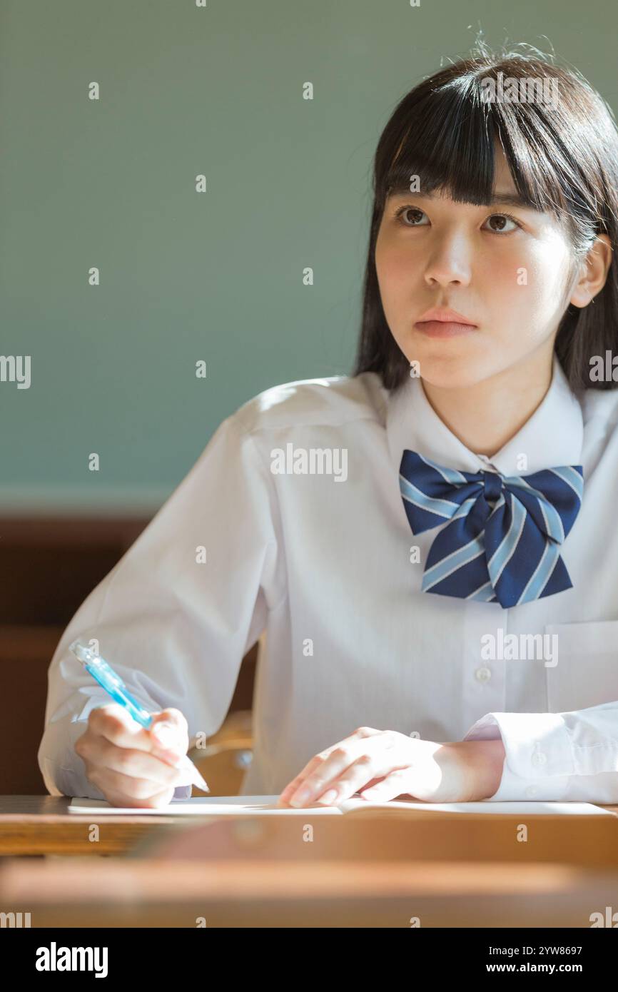 Female high school student studying Stock Photo - Alamy