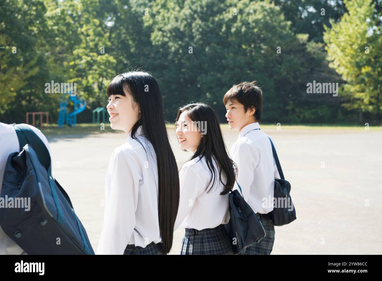 High school students on their way to school Stock Photo - Alamy
