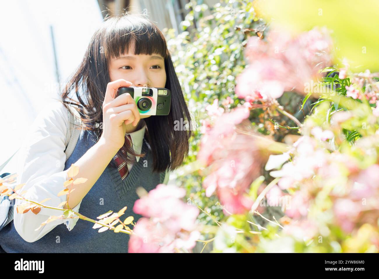 High school girl and disposable camera Stock Photo - Alamy