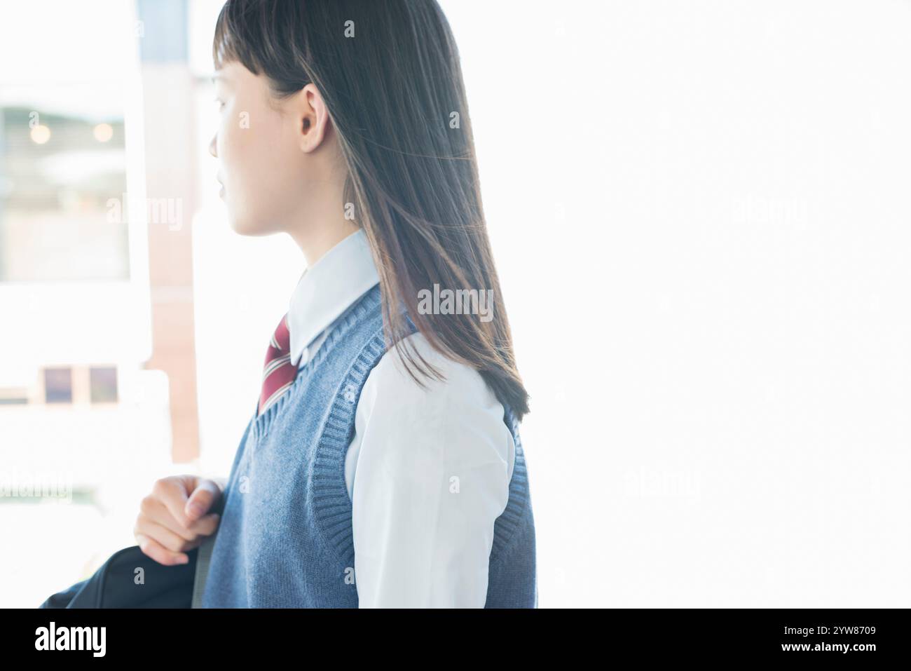 High school girls Going to school by train Stock Photo - Alamy