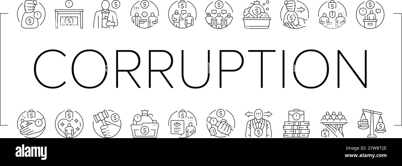 corruption money business cash icons set vector Stock Vector Image ...
