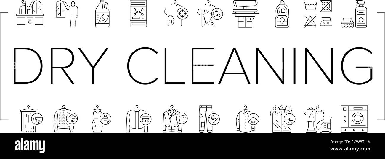 Dry cleaning service icons Black and White Stock Photos & Images - Alamy