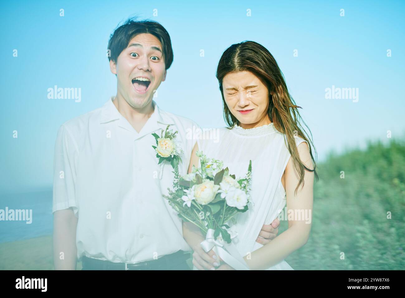 Wedding Couple Funny Faces Stock Photo - Alamy
