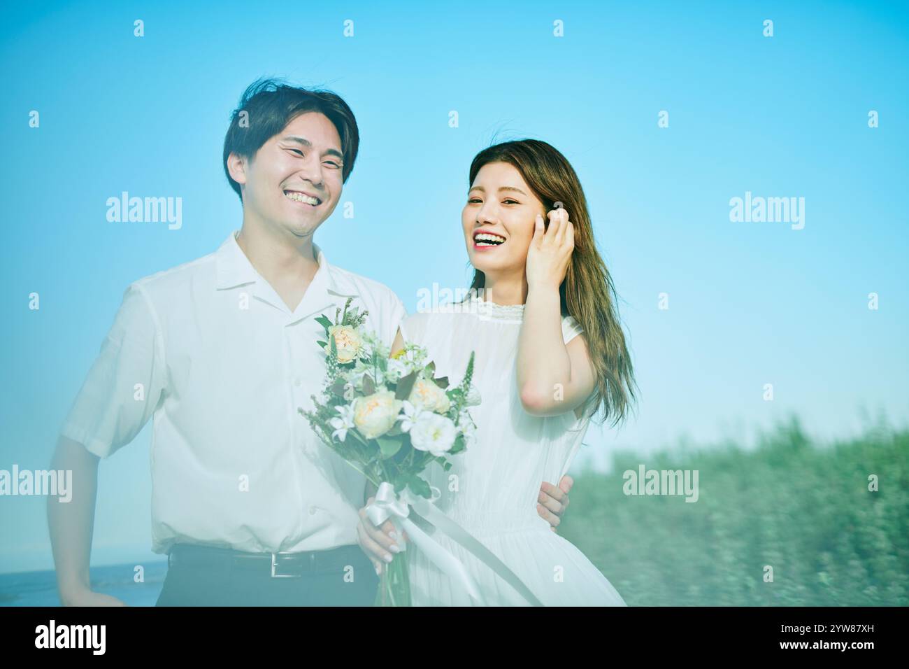 Wedding Couple Smiling Stock Photo - Alamy