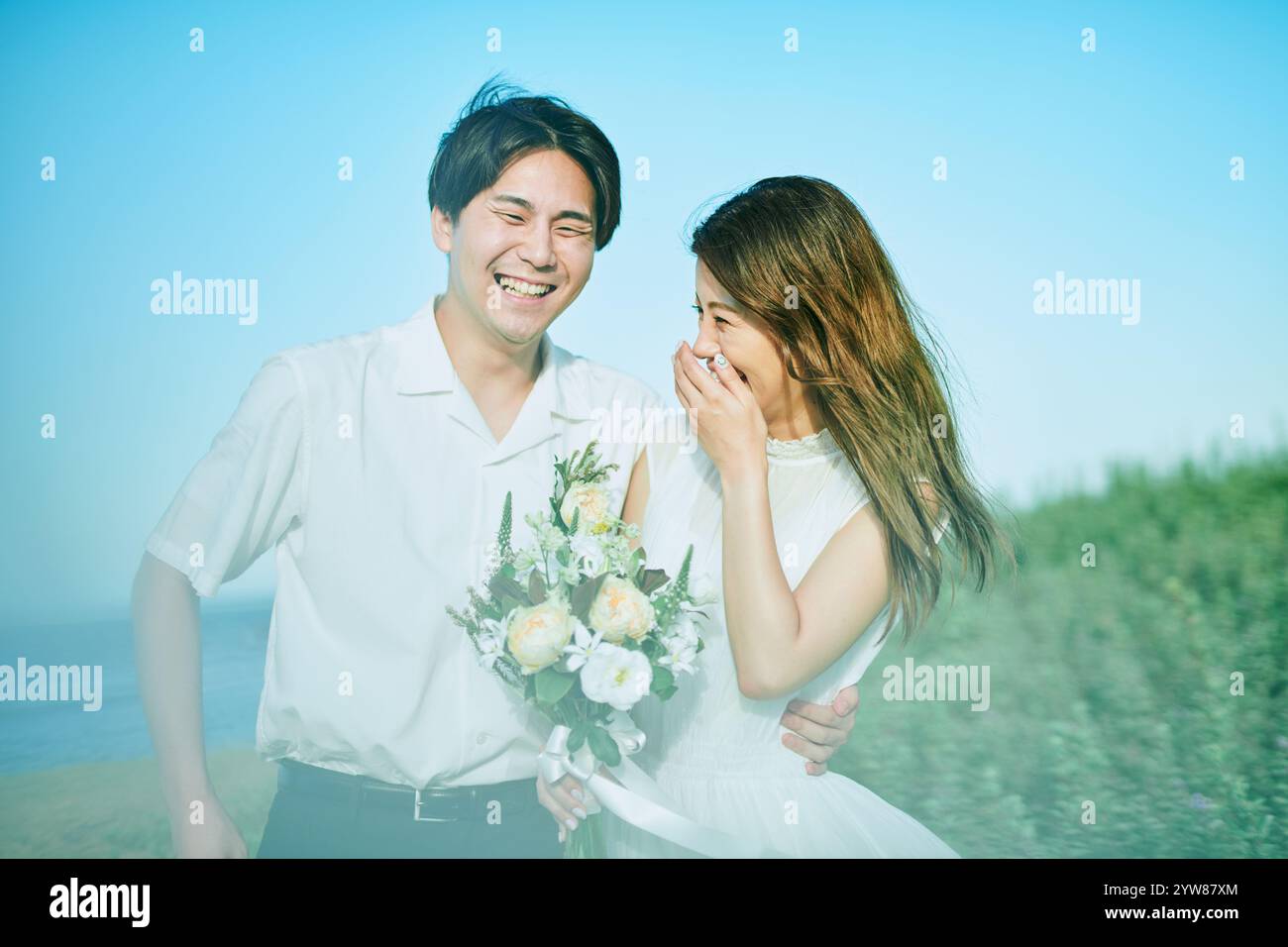 Wedding Couple Smiling Stock Photo - Alamy