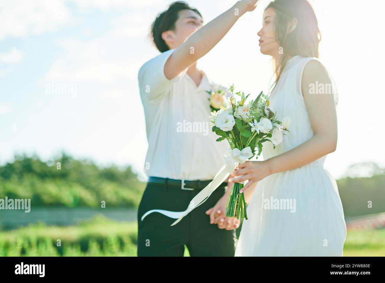 Wedding Couple Getting Ready Stock Photo - Alamy