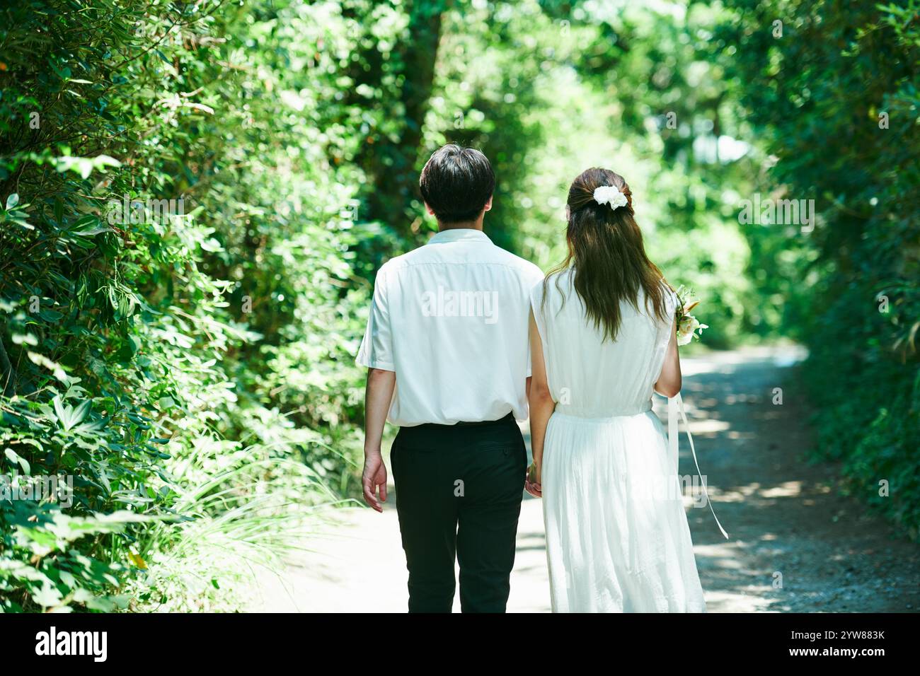 Wedding Couple Back View Stock Photo - Alamy