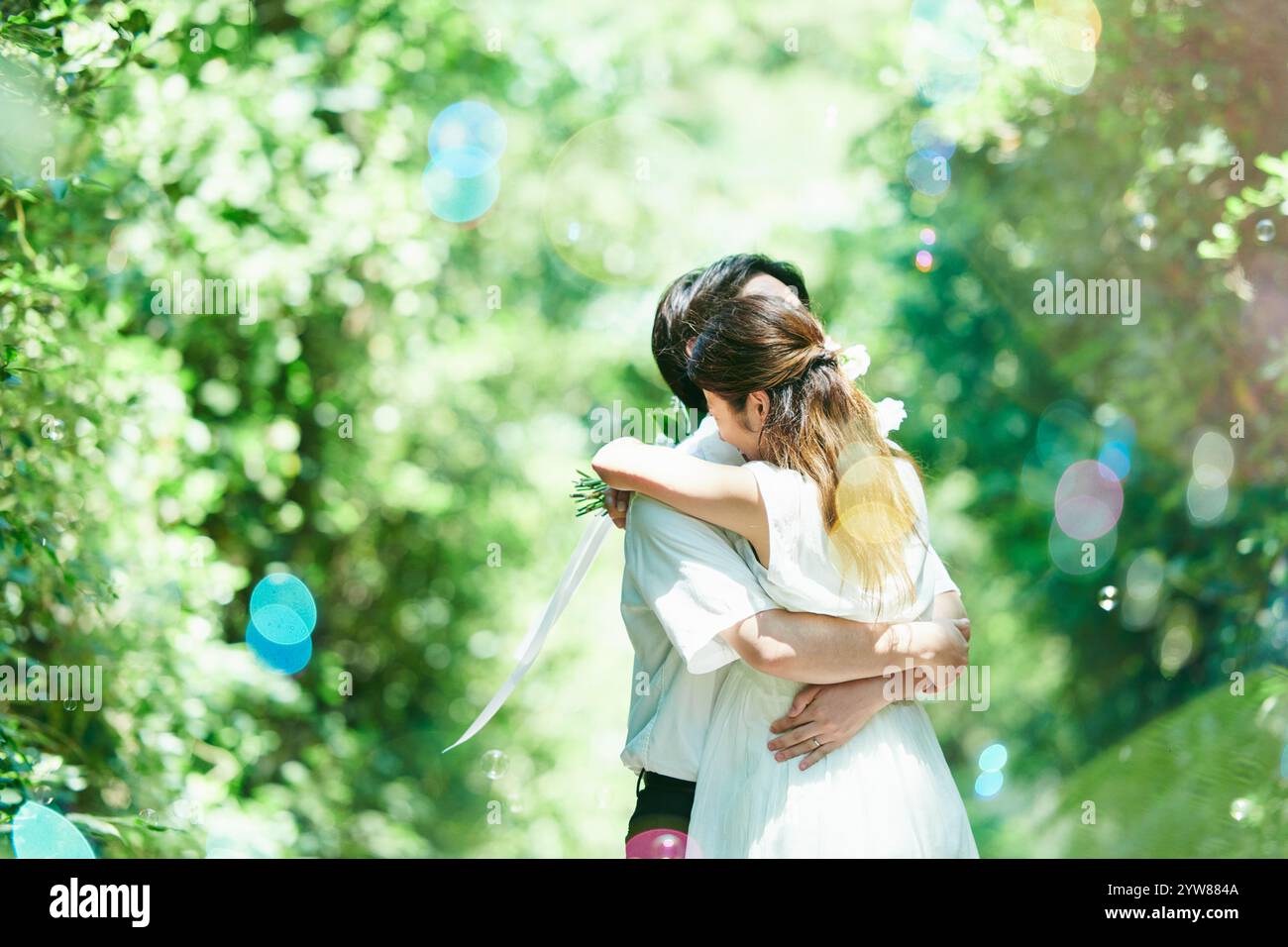 Wedding Couple Soap Bubble Stock Photo - Alamy