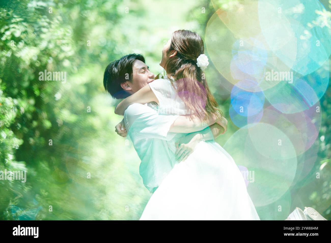 Wedding Couple Soap Bubble Stock Photo - Alamy