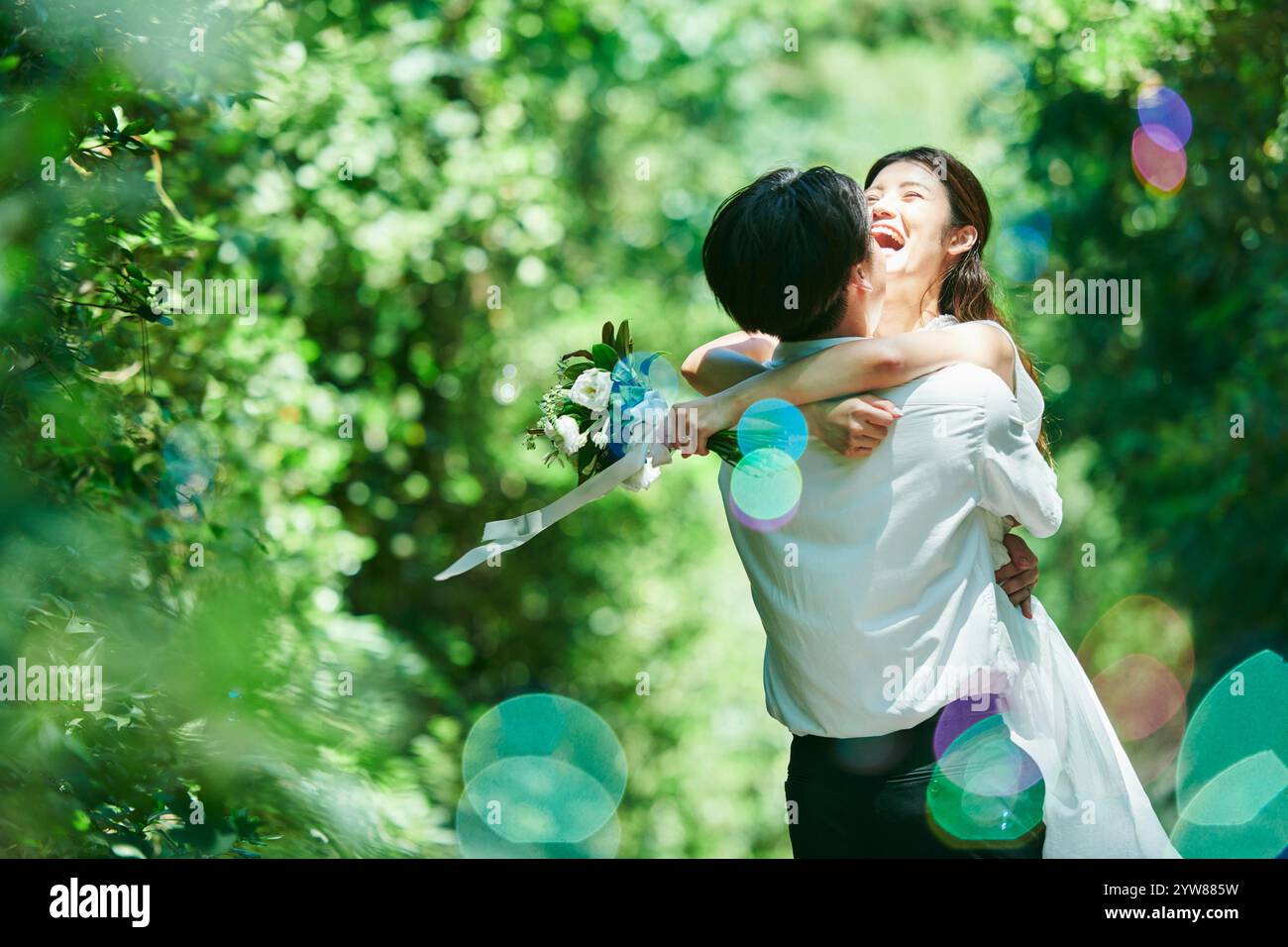 Wedding Couple Soap Bubble Stock Photo - Alamy