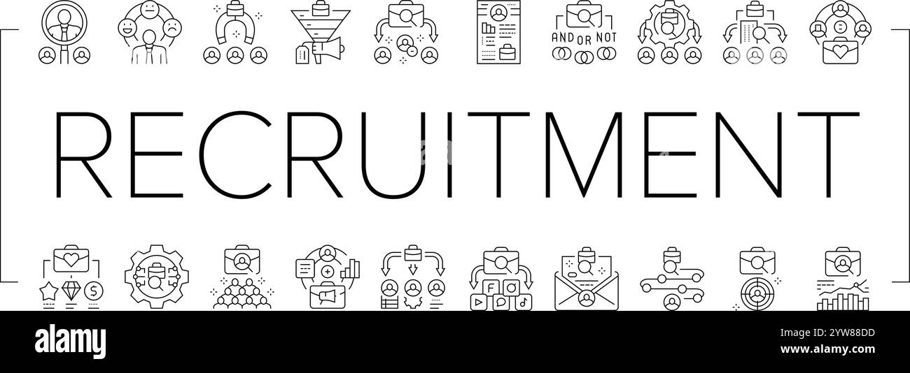 recruitment business work job icons set vector Stock Vector Image & Art ...