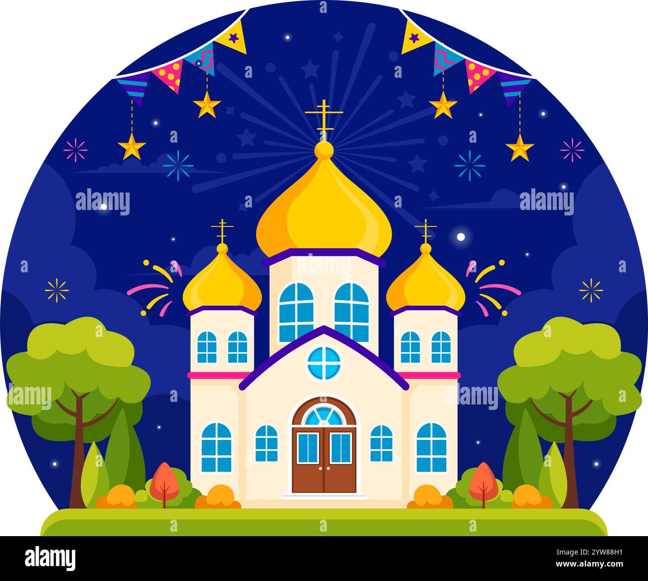 Happy Orthodox New Year Vector Illustration Celebrated on January 14 ...