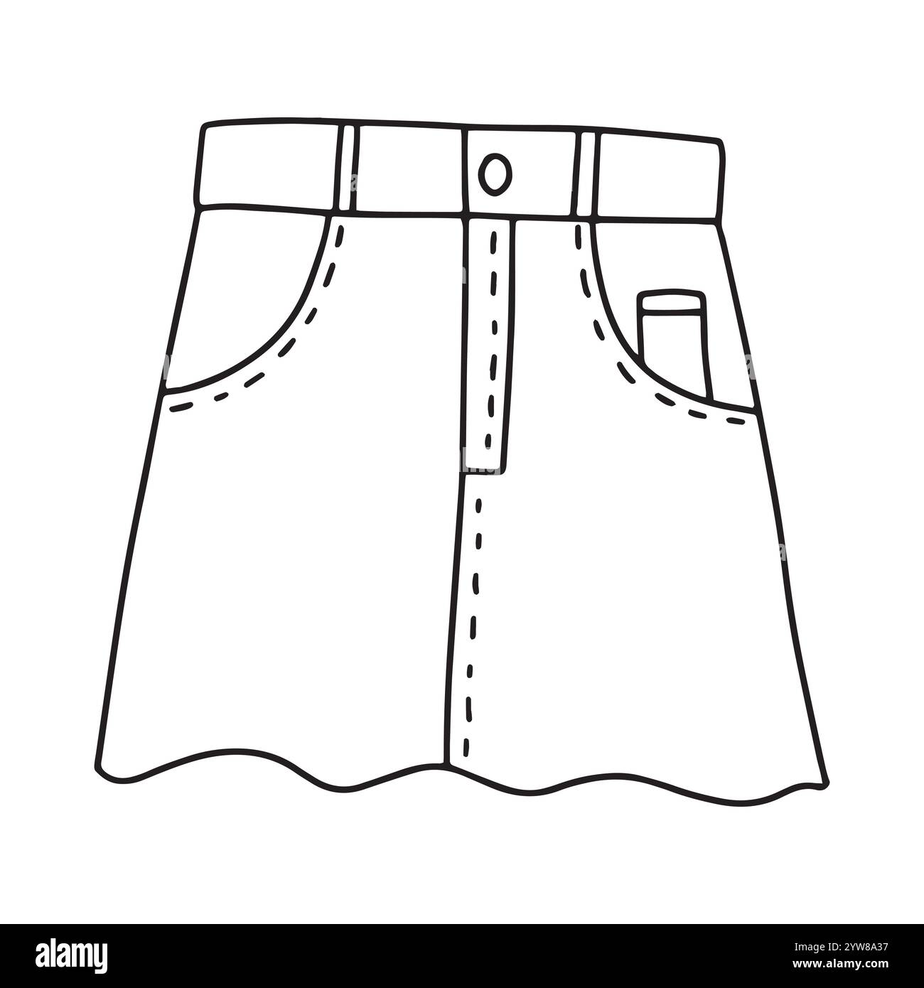Doodle denim skirt vector hand drawn illustration Stock Vector Image ...