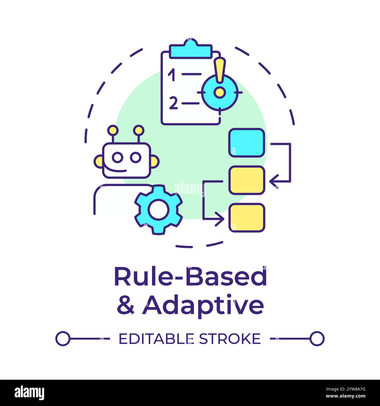 Rule based and adaptive RPA multi color concept icon Stock Vector Image ...
