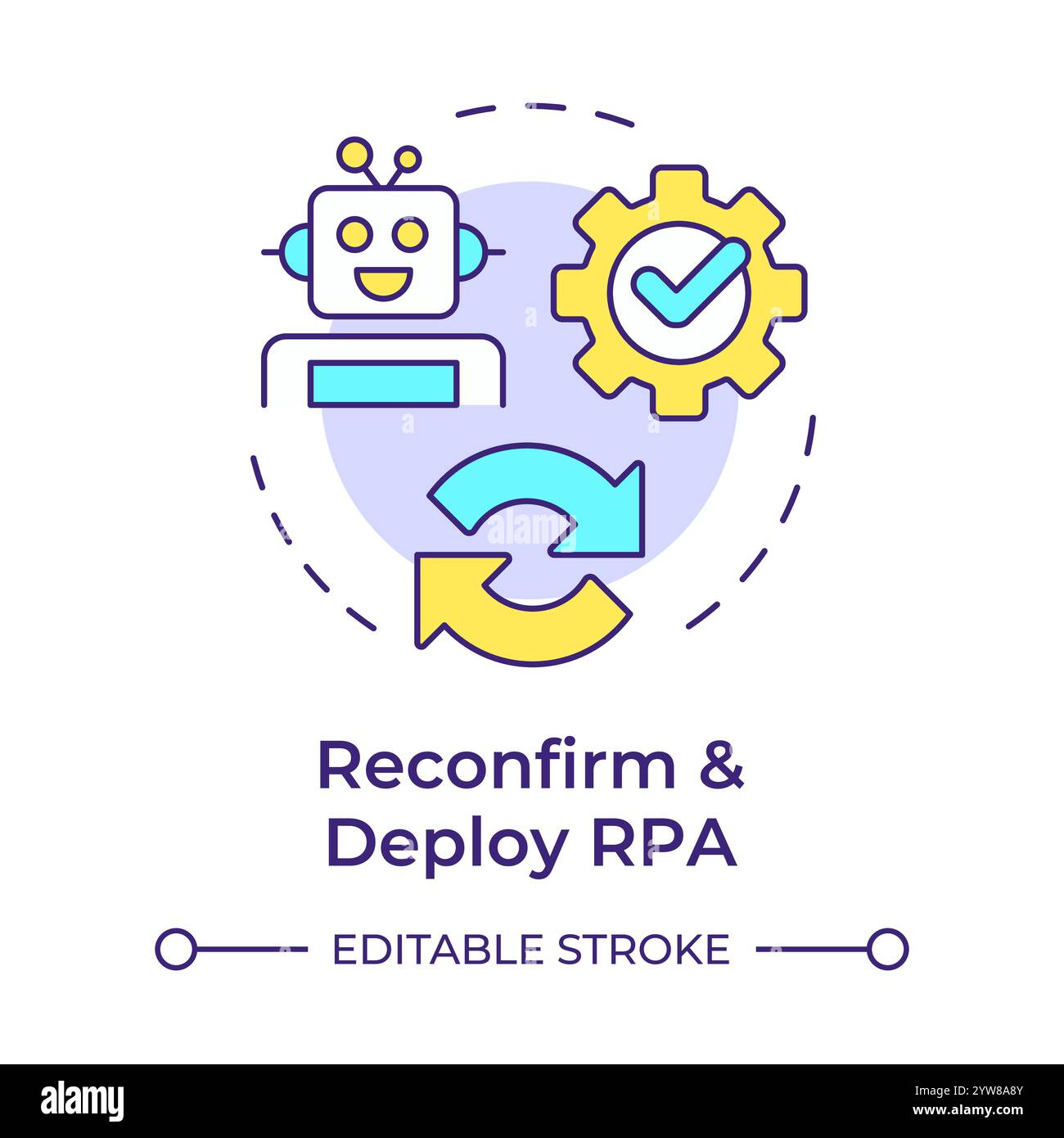Reconfirm and deploy RPA multi color concept icon Stock Vector Image ...