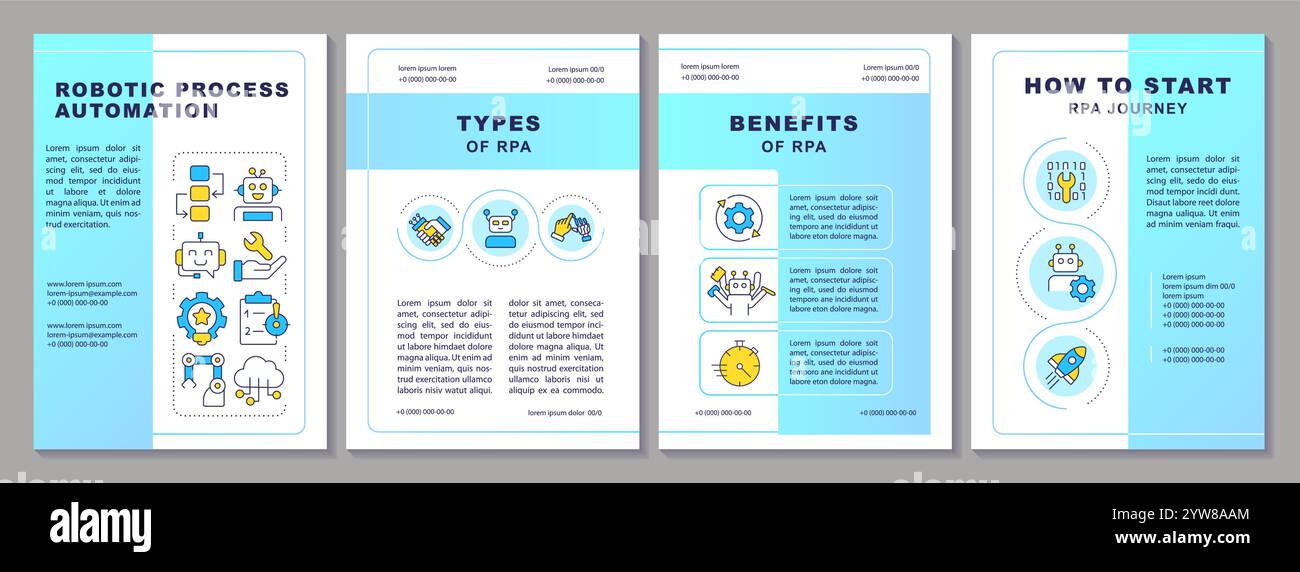 Robotic process automation blue brochure template Stock Vector Image ...