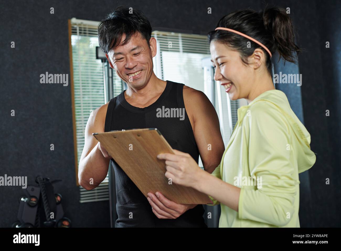 Workout Young Two Trainer Stock Photo - Alamy