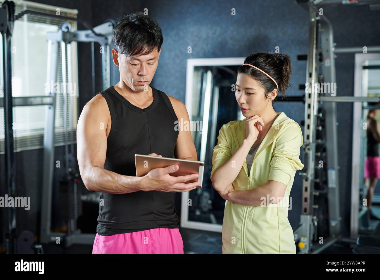 Workout Young Two Trainer Stock Photo - Alamy