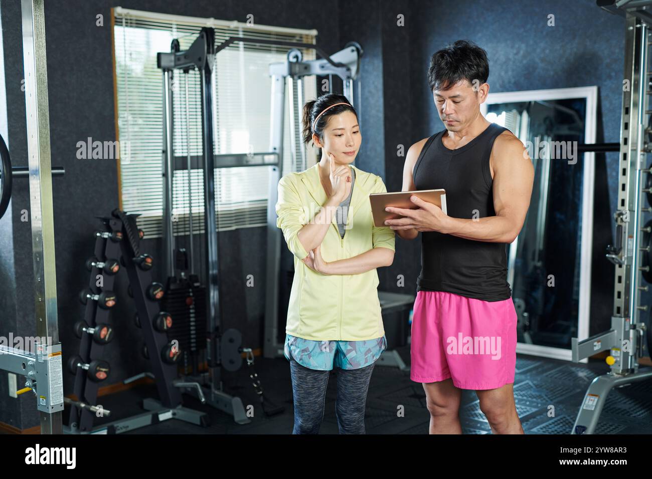 Workout Young Two Trainer Stock Photo - Alamy