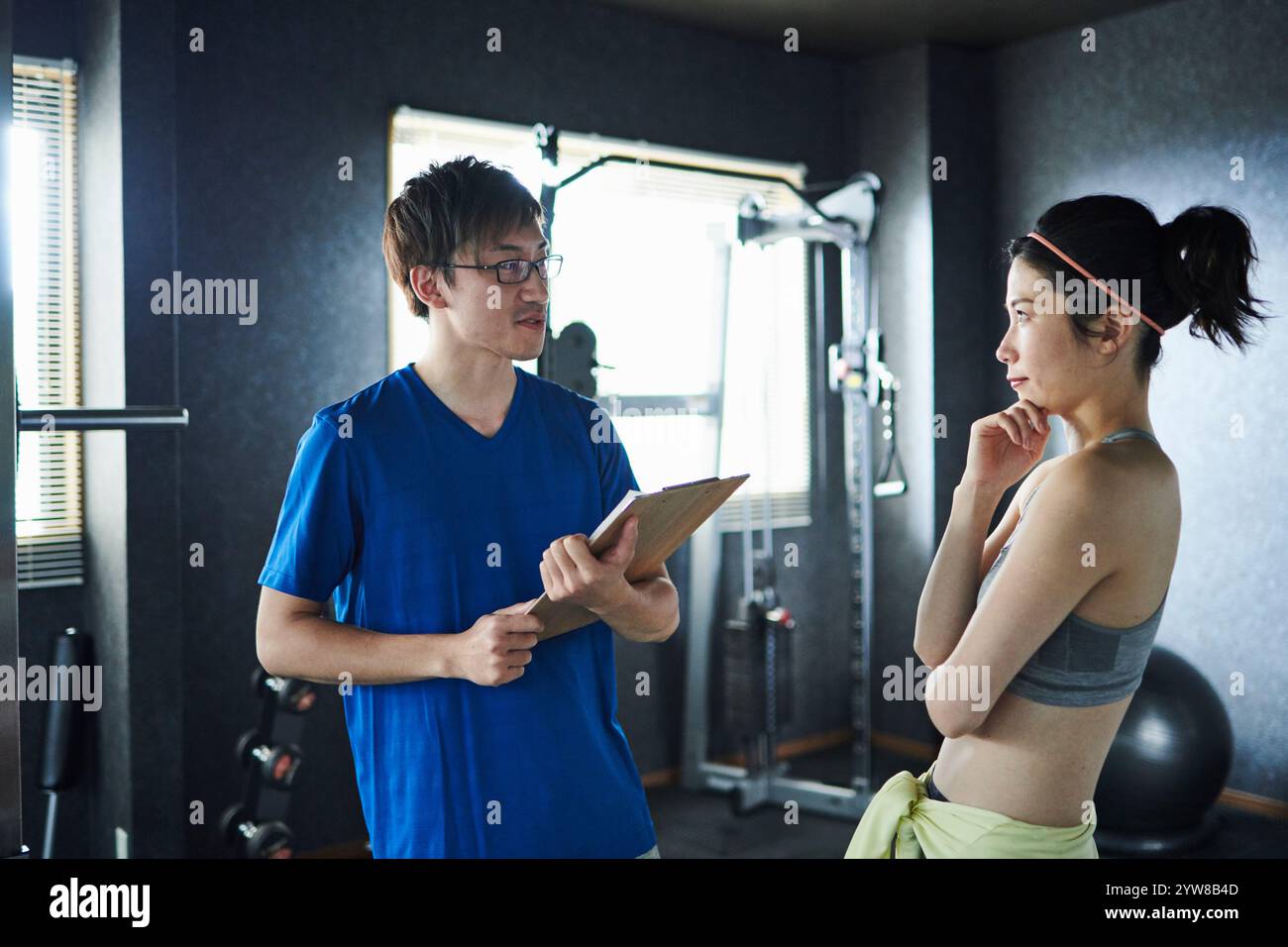 Workout Young Two Trainer Stock Photo - Alamy