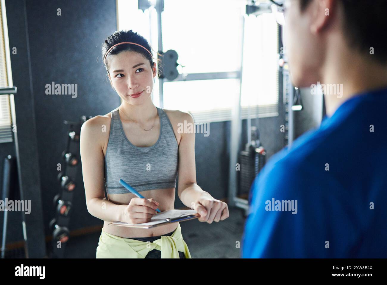 Workout Young Two Trainer Stock Photo - Alamy