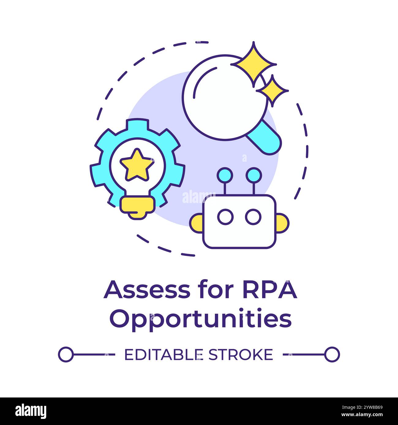 Assess for RPA opportunities multi color concept icon Stock Vector ...