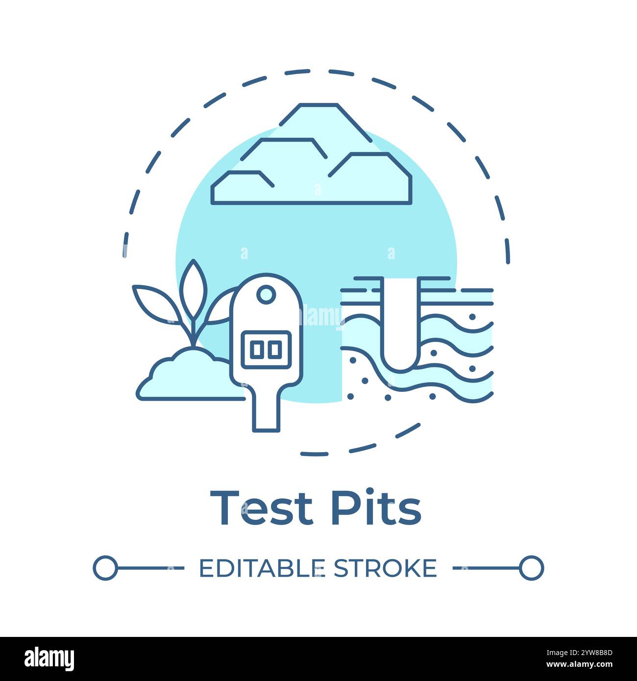 Test pits soft blue concept icon Stock Vector Image & Art - Alamy