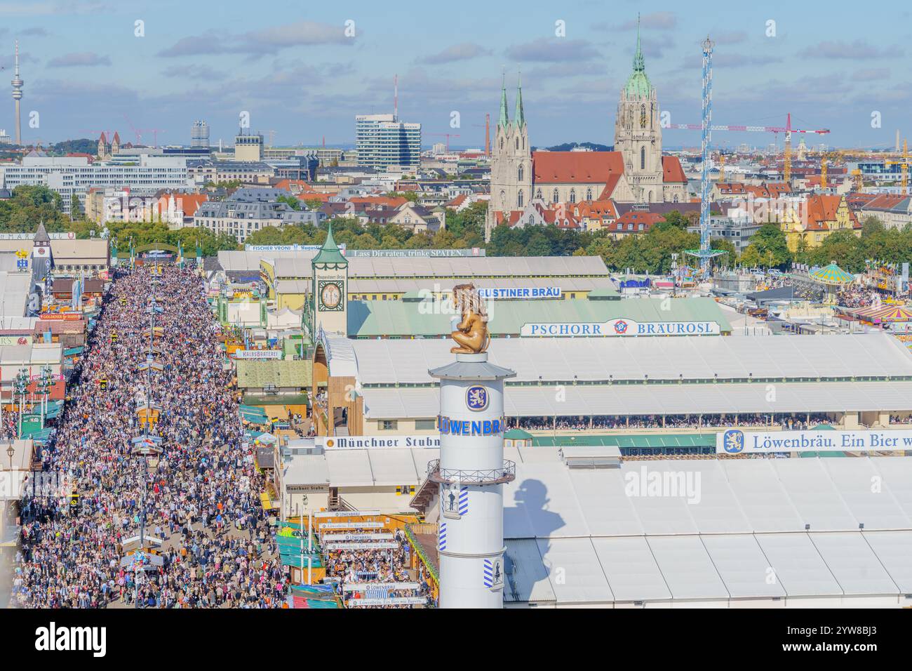 Munich, Germany - October 06, 2024: View of the Oktoberfest compound ...
