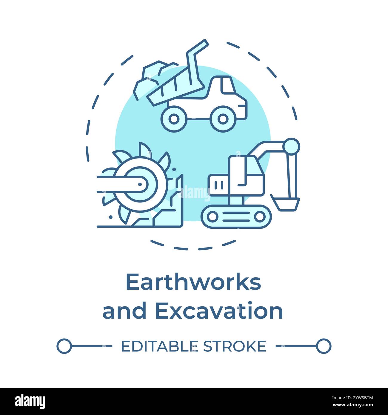 Earthworks and excavation soft blue concept icon Stock Vector Image ...