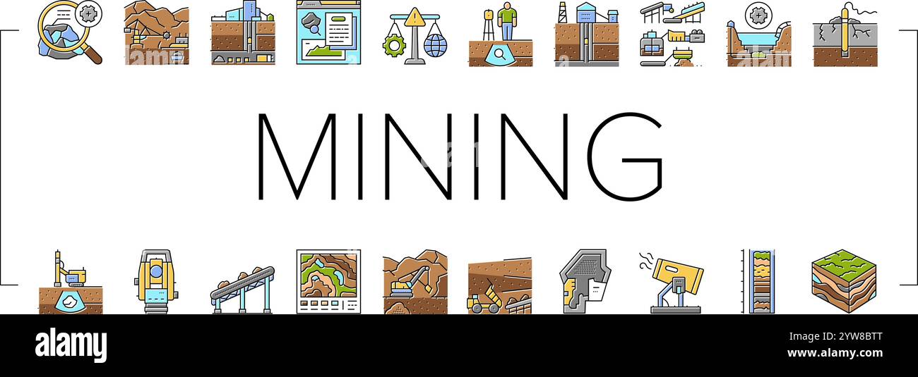 mining engineer geology icons set vector Stock Vector Image & Art - Alamy