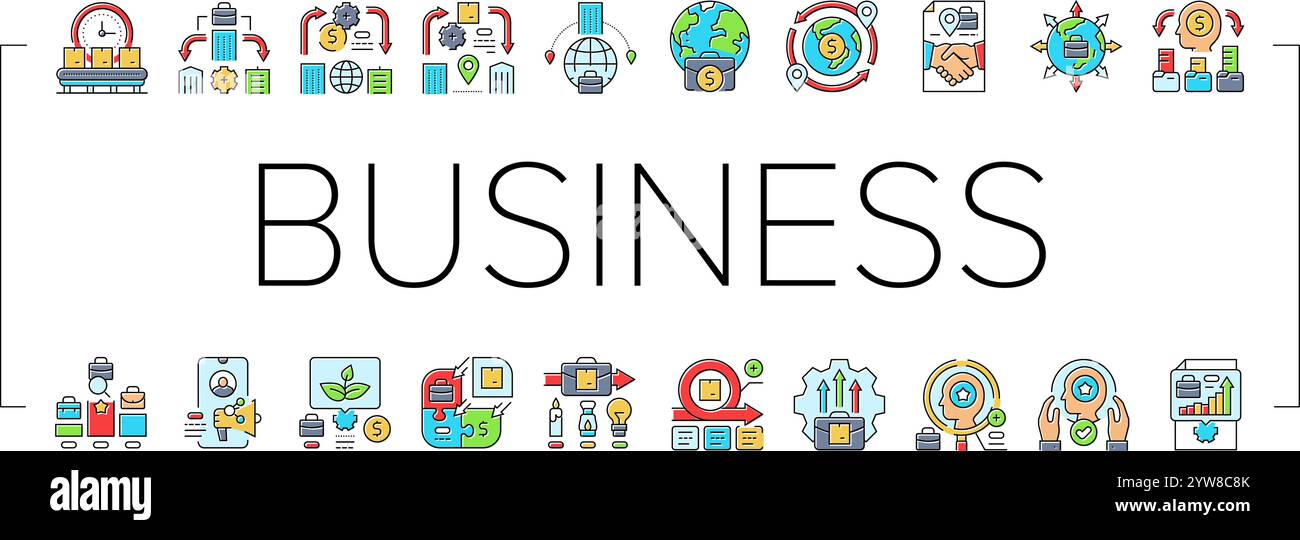 modern business strategy icons set vector Stock Vector Image & Art - Alamy