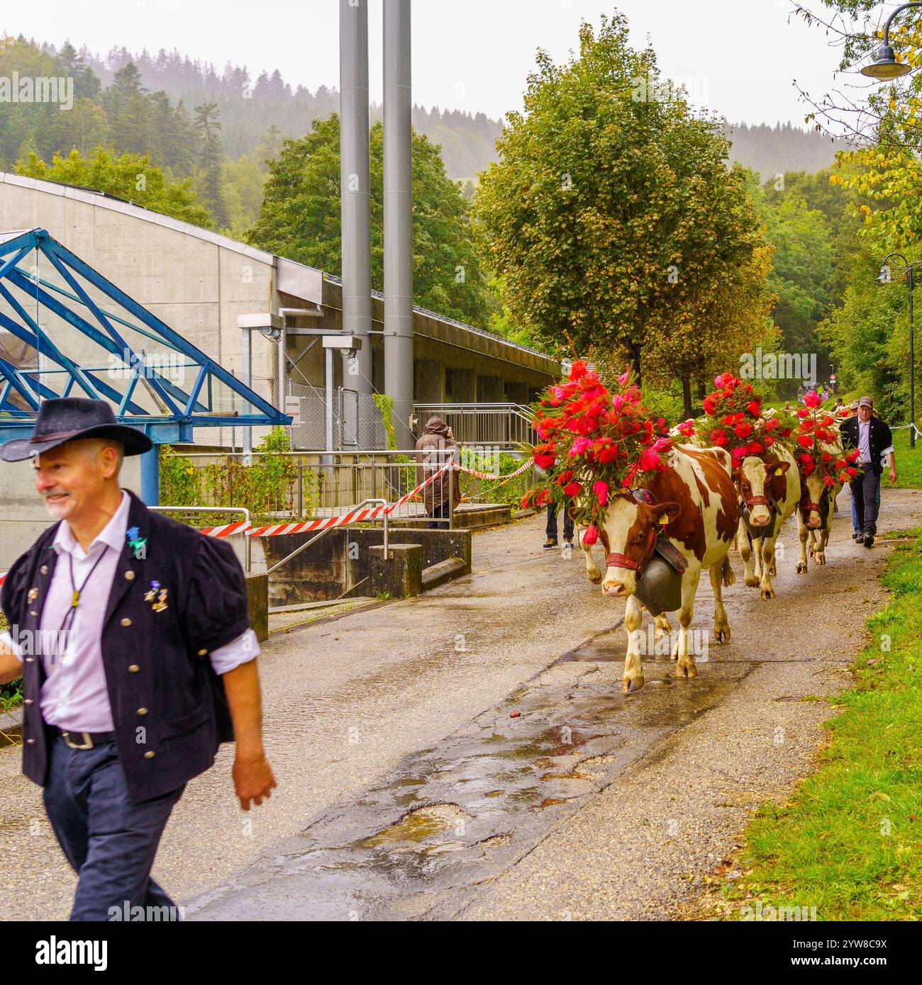 Saint-Cergue, Switzerland - September 28, 2024: Local farmers and a ...